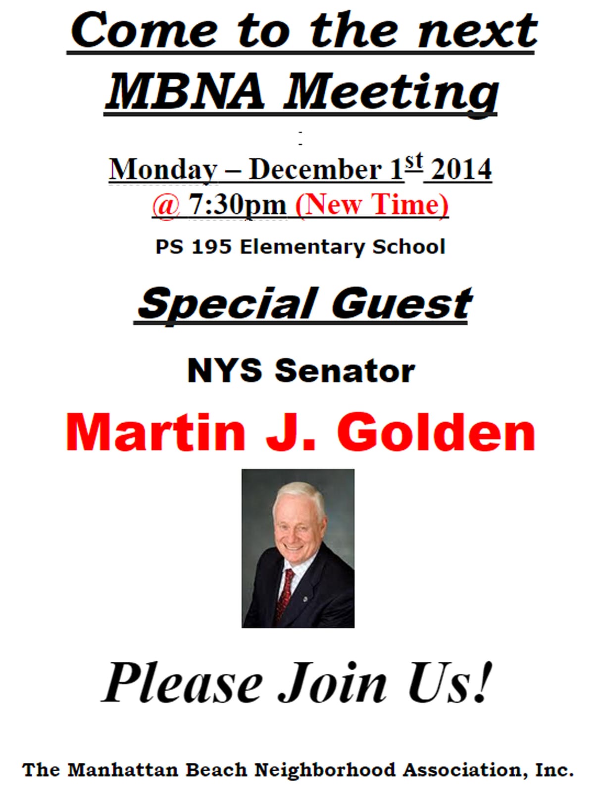 Tonight: Senator Golden To Speak At MBNA Meeting - Bklyner