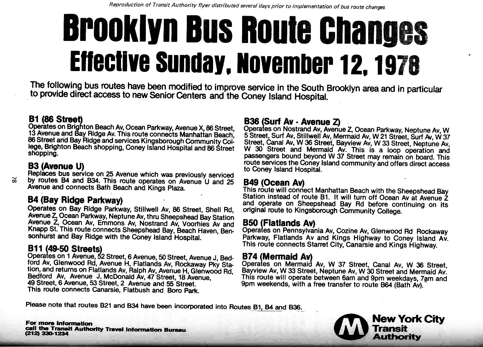 Thirty-Third Anniversary Of The Southwest Brooklyn Bus Route Changes ...